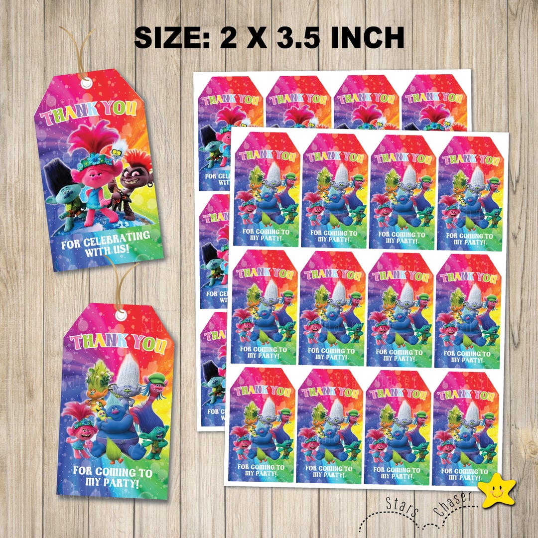 Instant Download - Digital Favor Tags Goodies Bag Tags Trolls Dolls ...