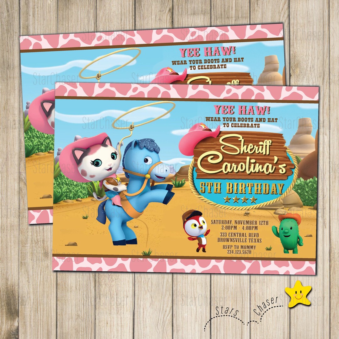 Digital Sheriff Callie Birthday Invitation, Wild West E-invite. Any Age ...