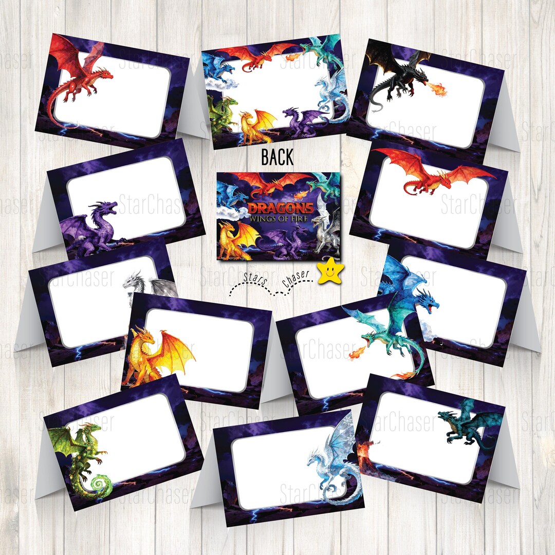 Digital Dragons Food Tent Labels: Wings of Fire Tags Topper Party ...