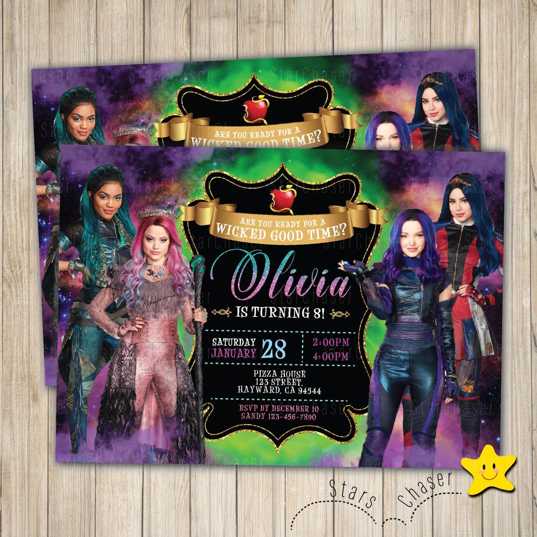 Digital Personalized Birthday Invitation. Descendants Party Invite ...