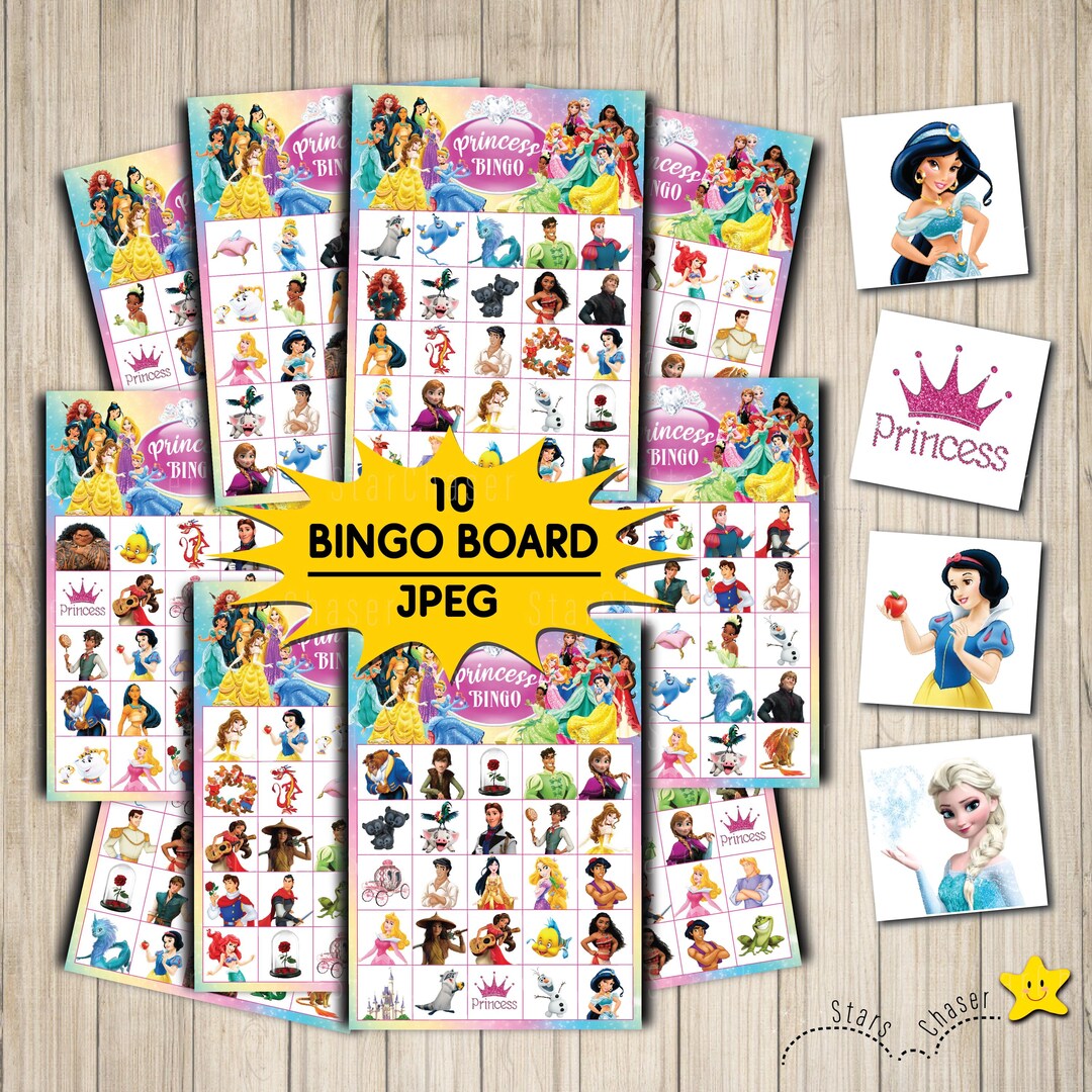 Digital Princess Bingo Game. Birthday Party Mini Games (digital ...