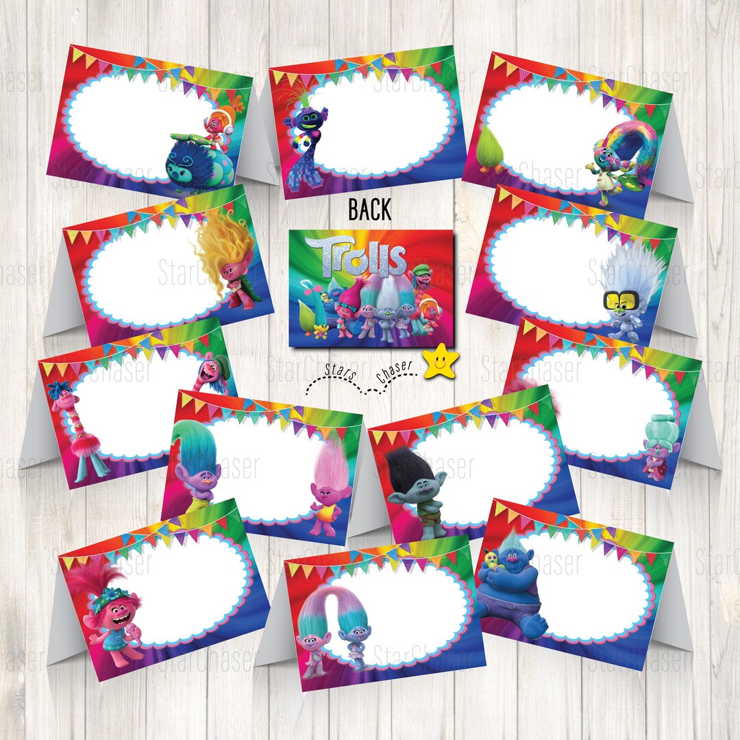 Instant Download - Digital Food Tent, Favor/ Goodies Bag Topper Trolls ...