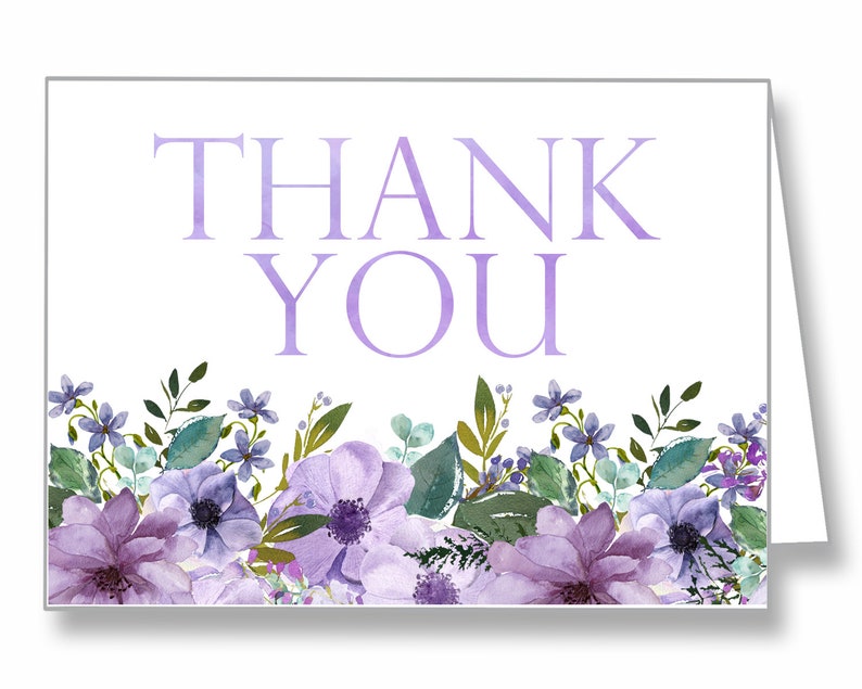 Purple Thank You Card Lavender Thank You Note Floral Thank - Etsy