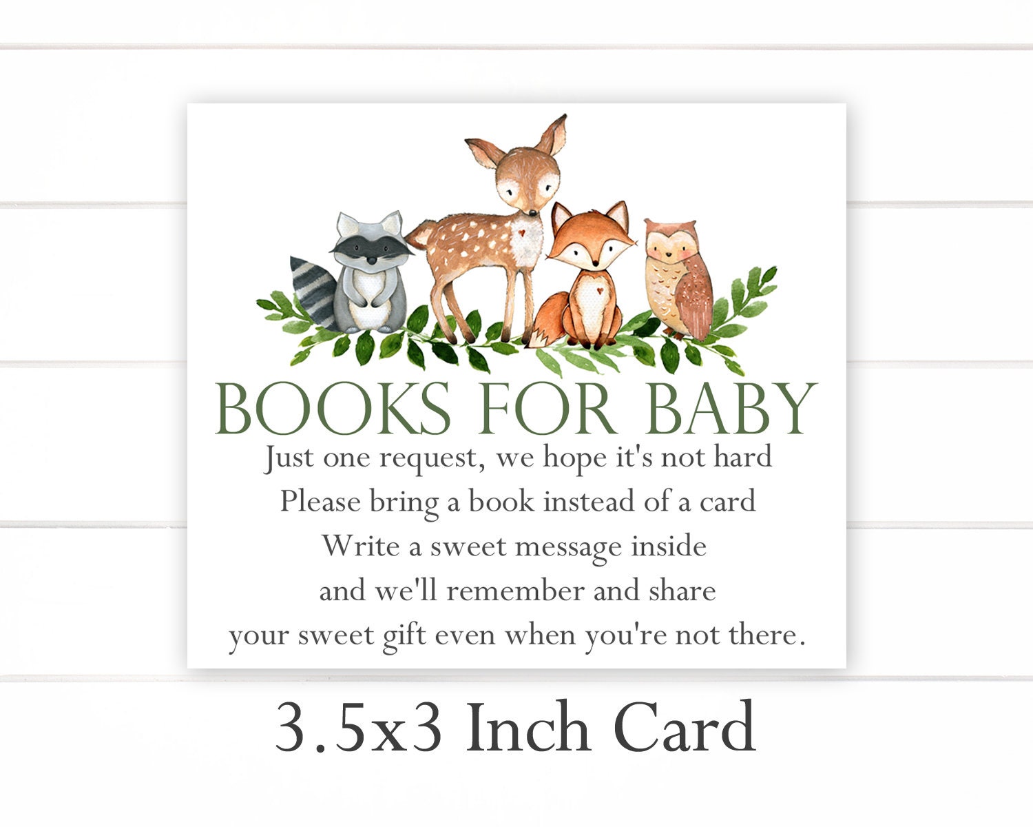 Books for Baby Card Printable Woodland Books for Baby Books - Etsy