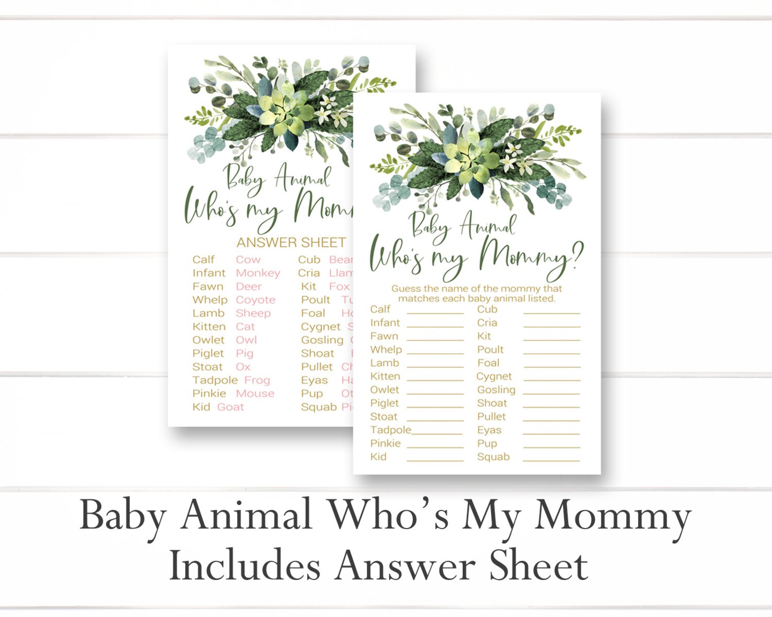 Greenery Baby Shower Games, Greenery Baby Shower Game Bundle, Printable ...