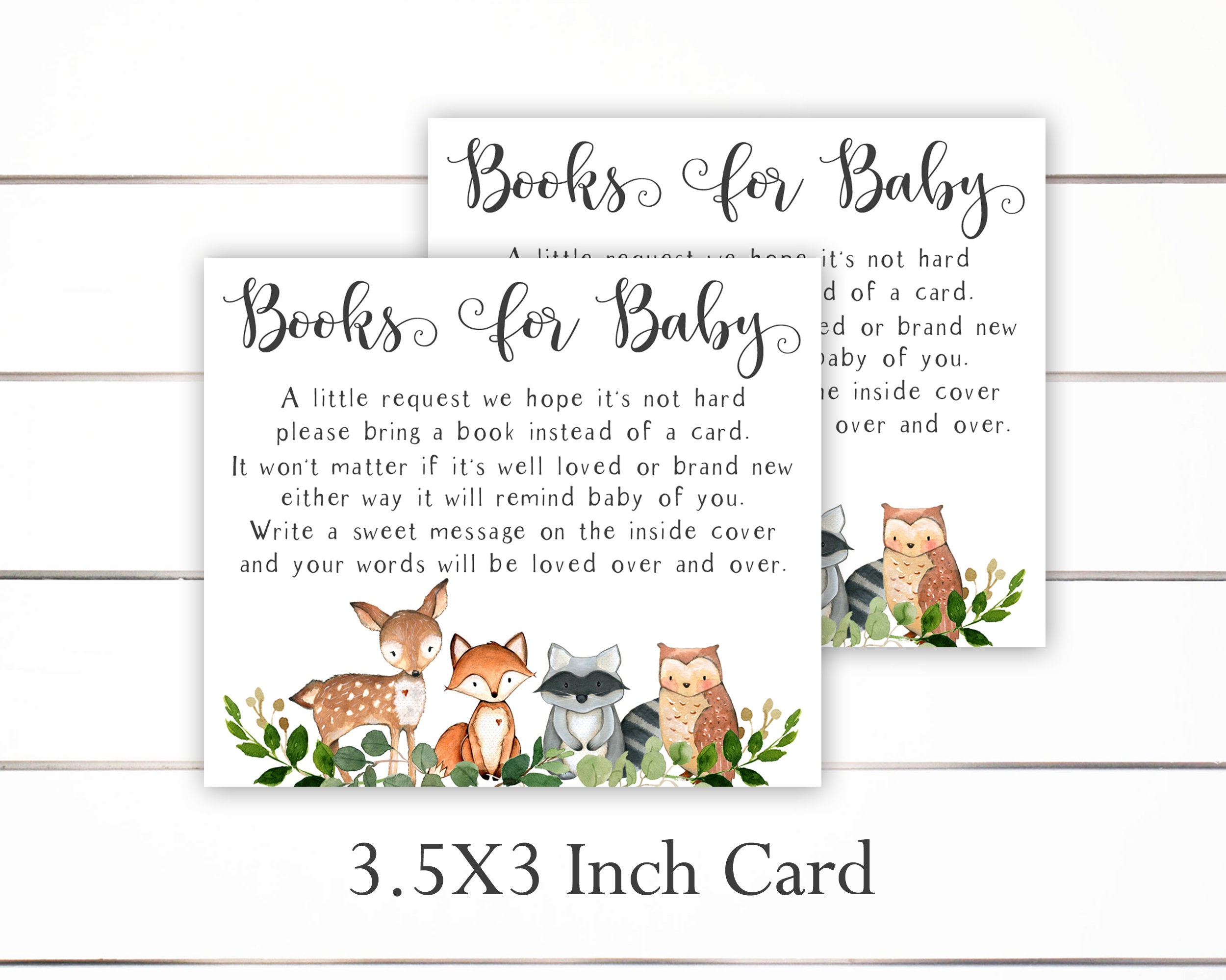 Books for Baby Card Printable Woodland Books for Baby Books | Etsy