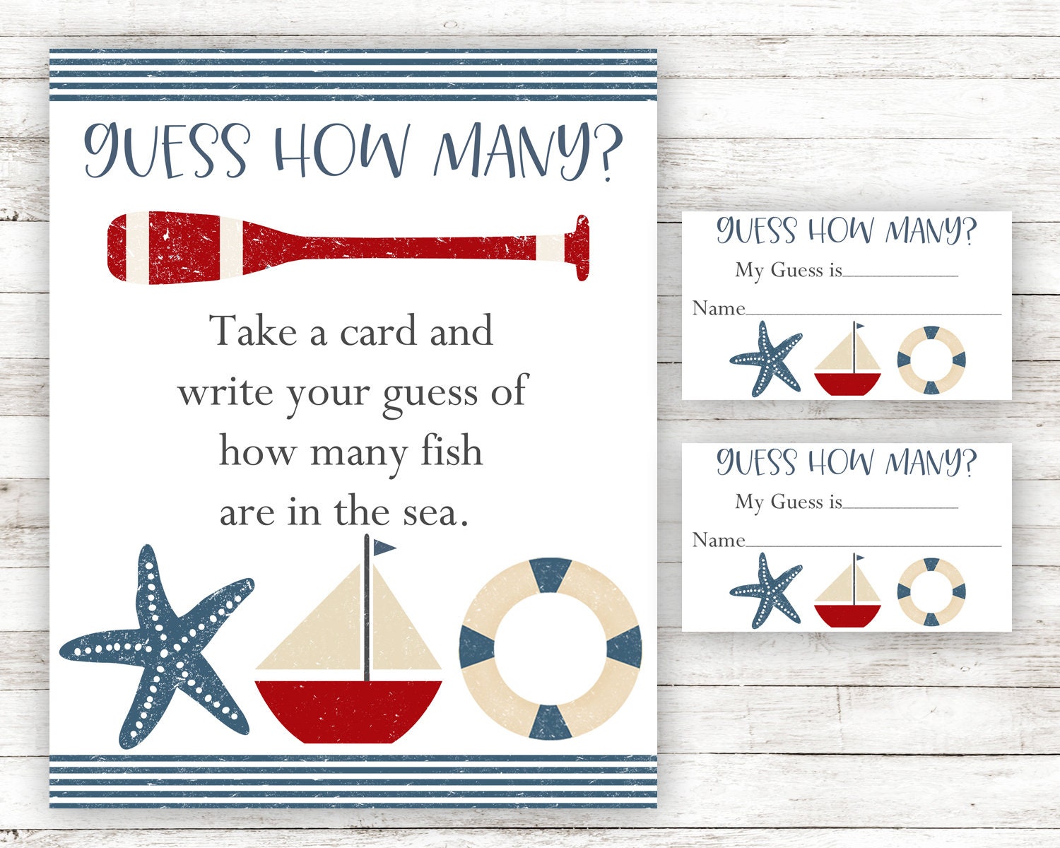 Guess How Many Fish Fish In The Sea Game Nautical Baby | Etsy
