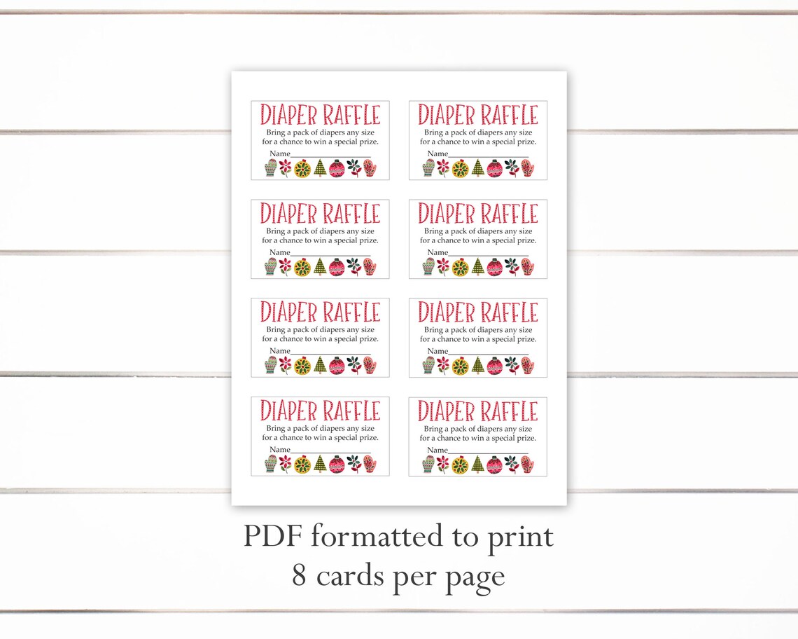 Christmas Diaper Raffle Card Diaper Raffle Sign Diaper - Etsy