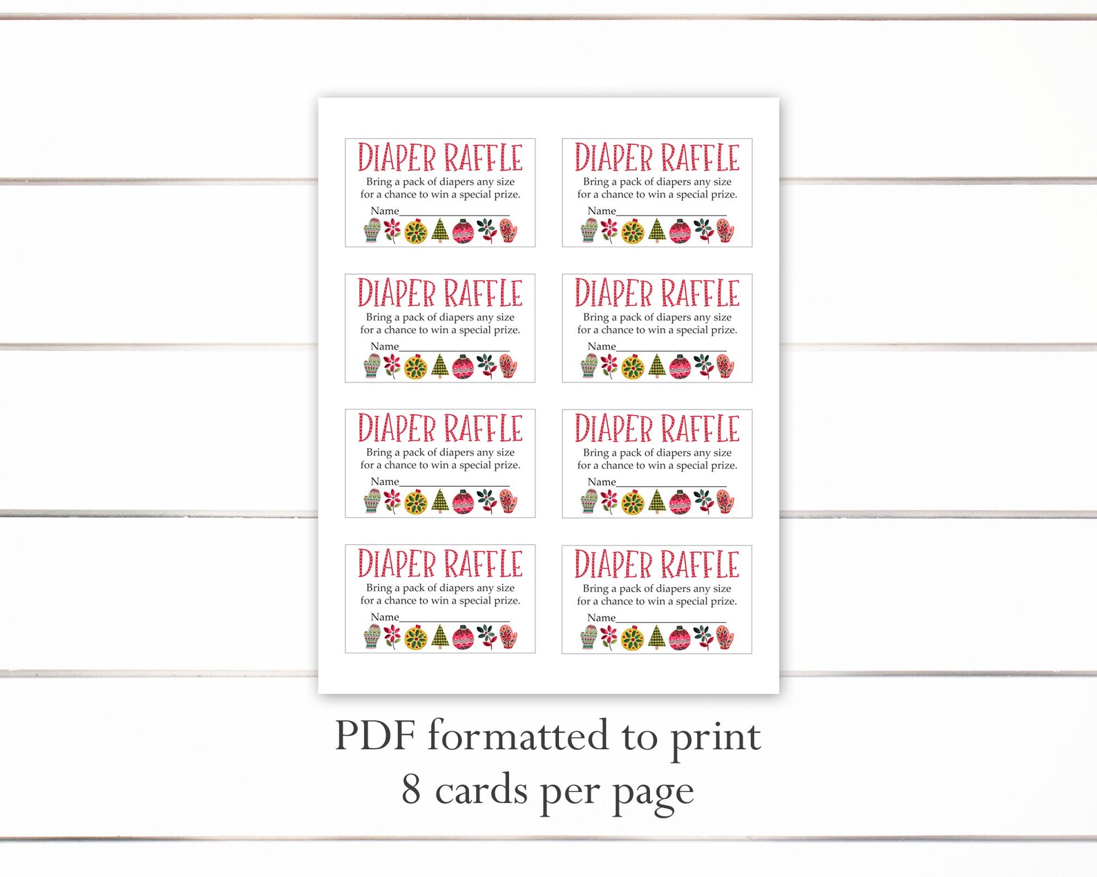 Christmas Diaper Raffle Card Diaper Raffle Sign Diaper - Etsy