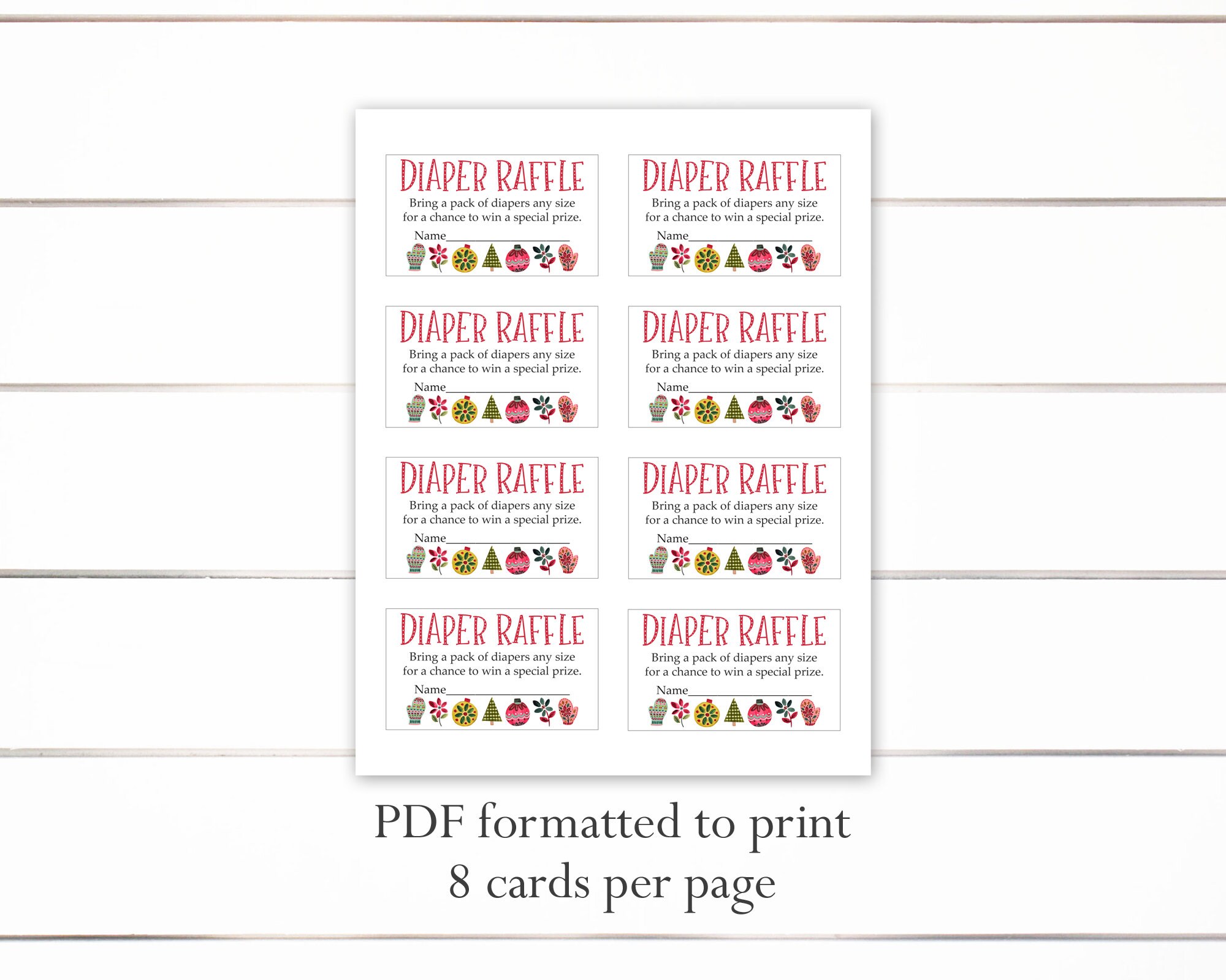 Christmas Diaper Raffle Card Diaper Raffle Sign Diaper - Etsy