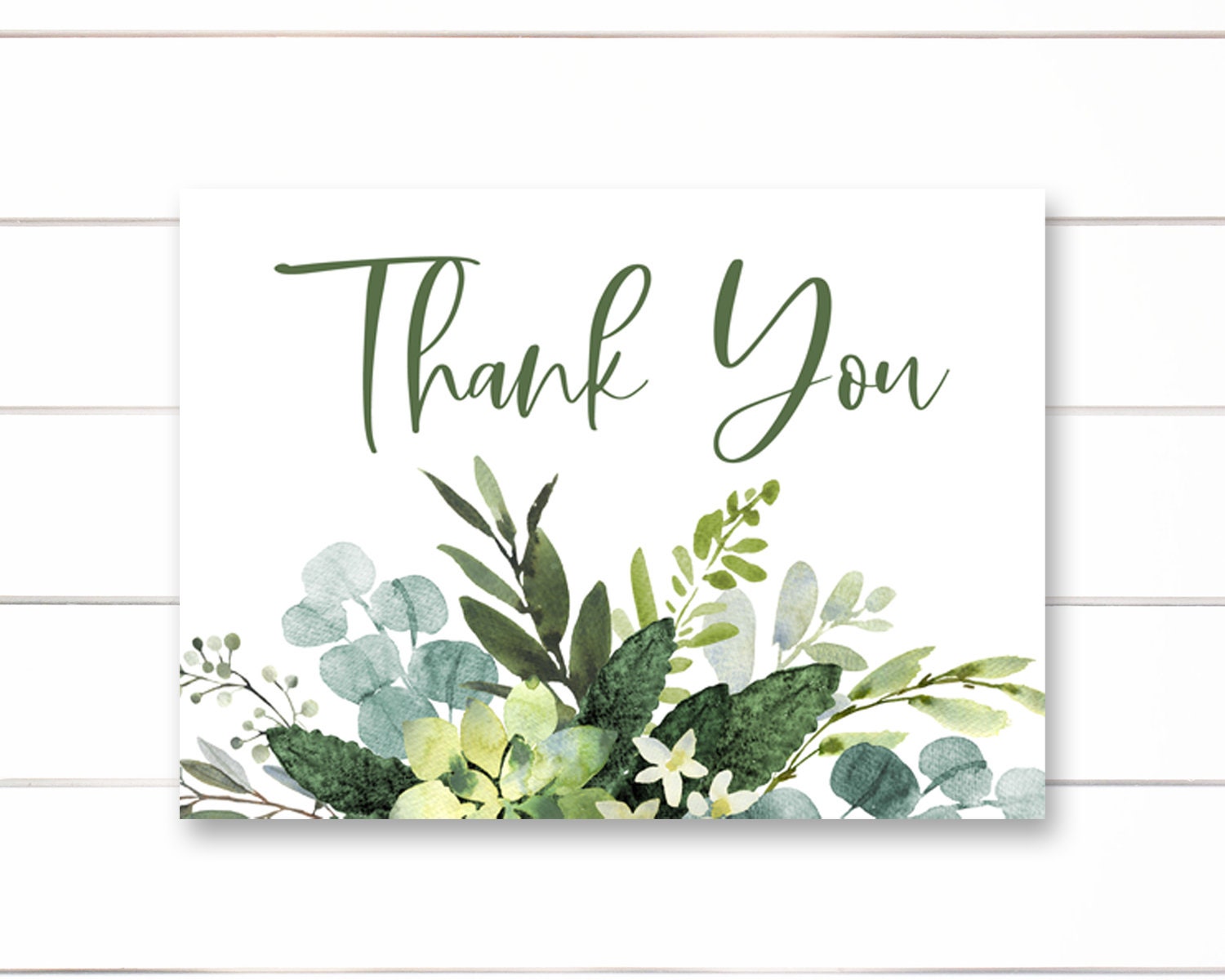 Greenery Thank You Card Thank You Cards Thank You Note - Etsy