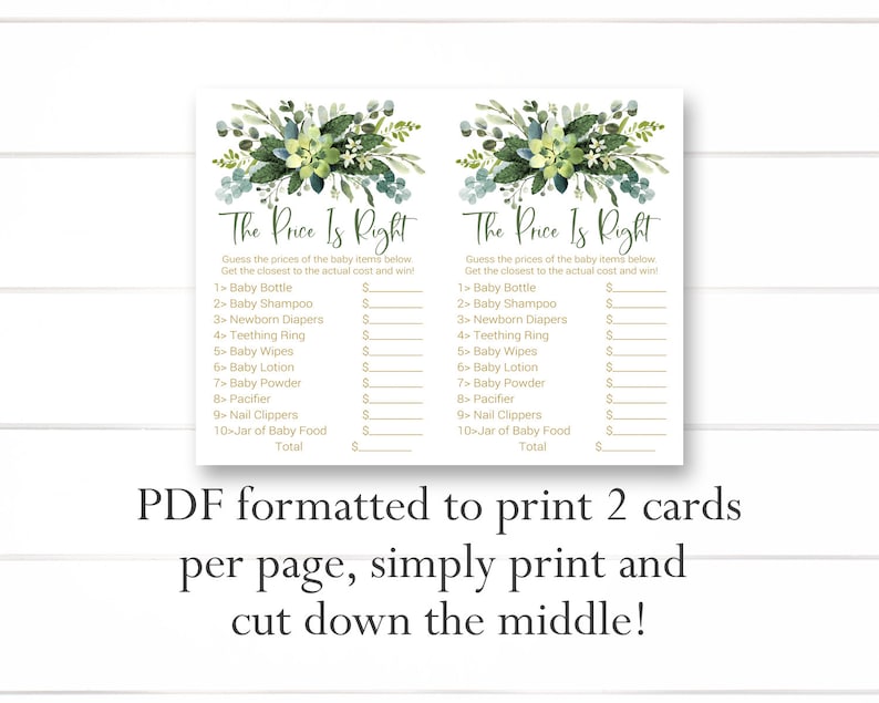 Greenery Baby Shower Games Greenery Baby Shower Game Bundle - Etsy