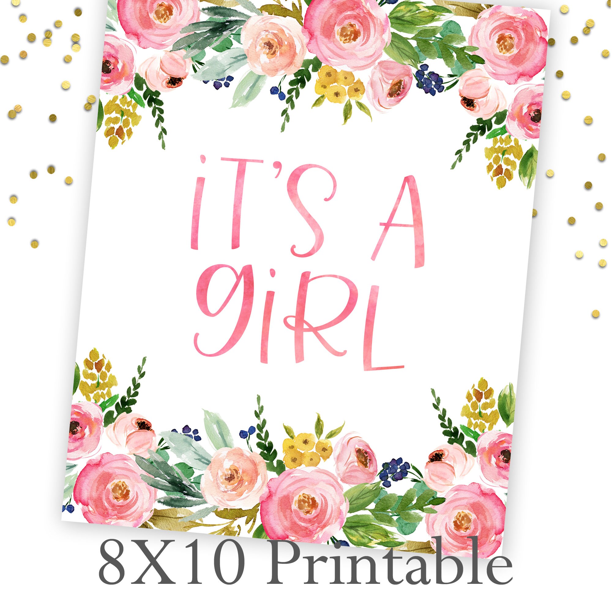 It's A Girl Baby Shower Sign It's A Girl Sign Floral - Etsy