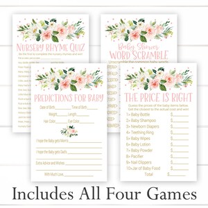 Floral Baby Shower Games, Printable Baby Shower Games, Blush Floral ...