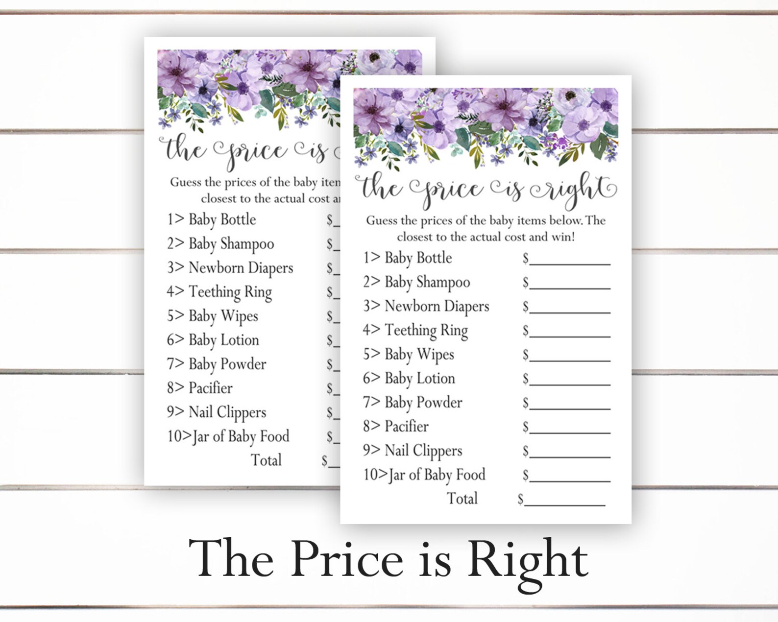 Purple Baby Shower Games Floral Baby Shower Games | Etsy