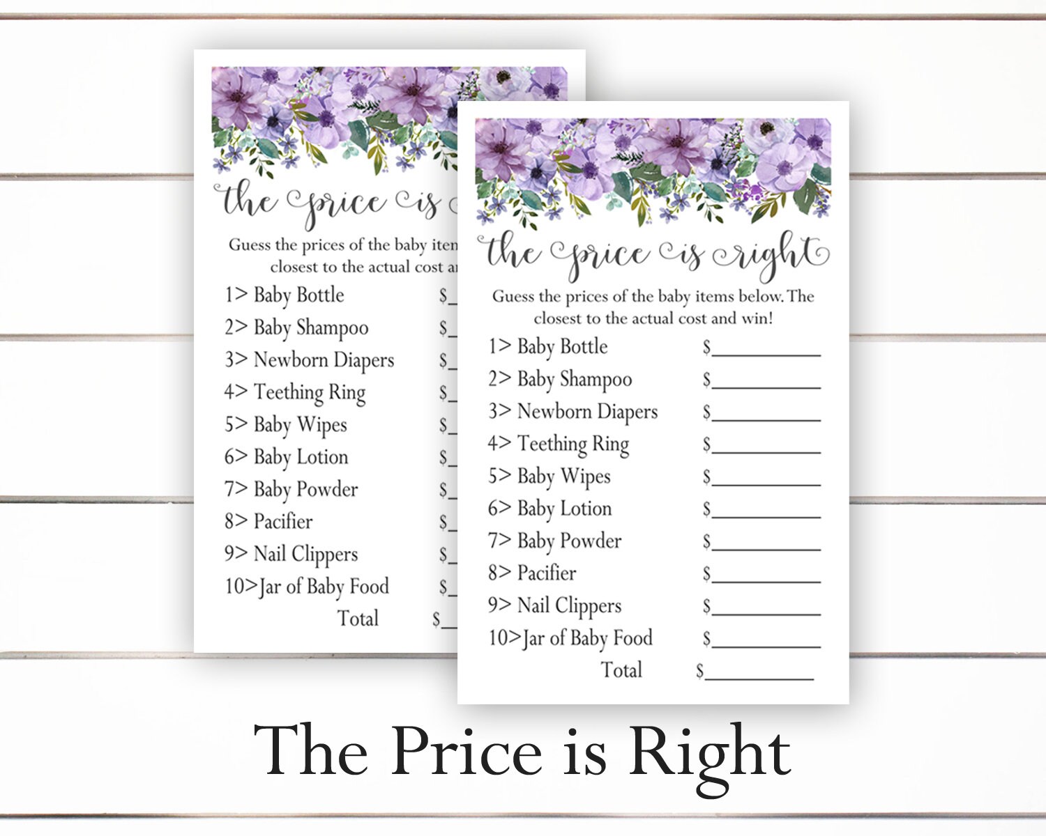 Purple Baby Shower Games Floral Baby Shower Games | Etsy
