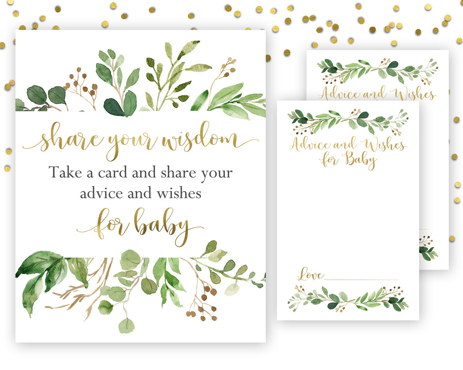 Baby Shower Advice Card Wishes For Baby Printable Wishes For | Etsy