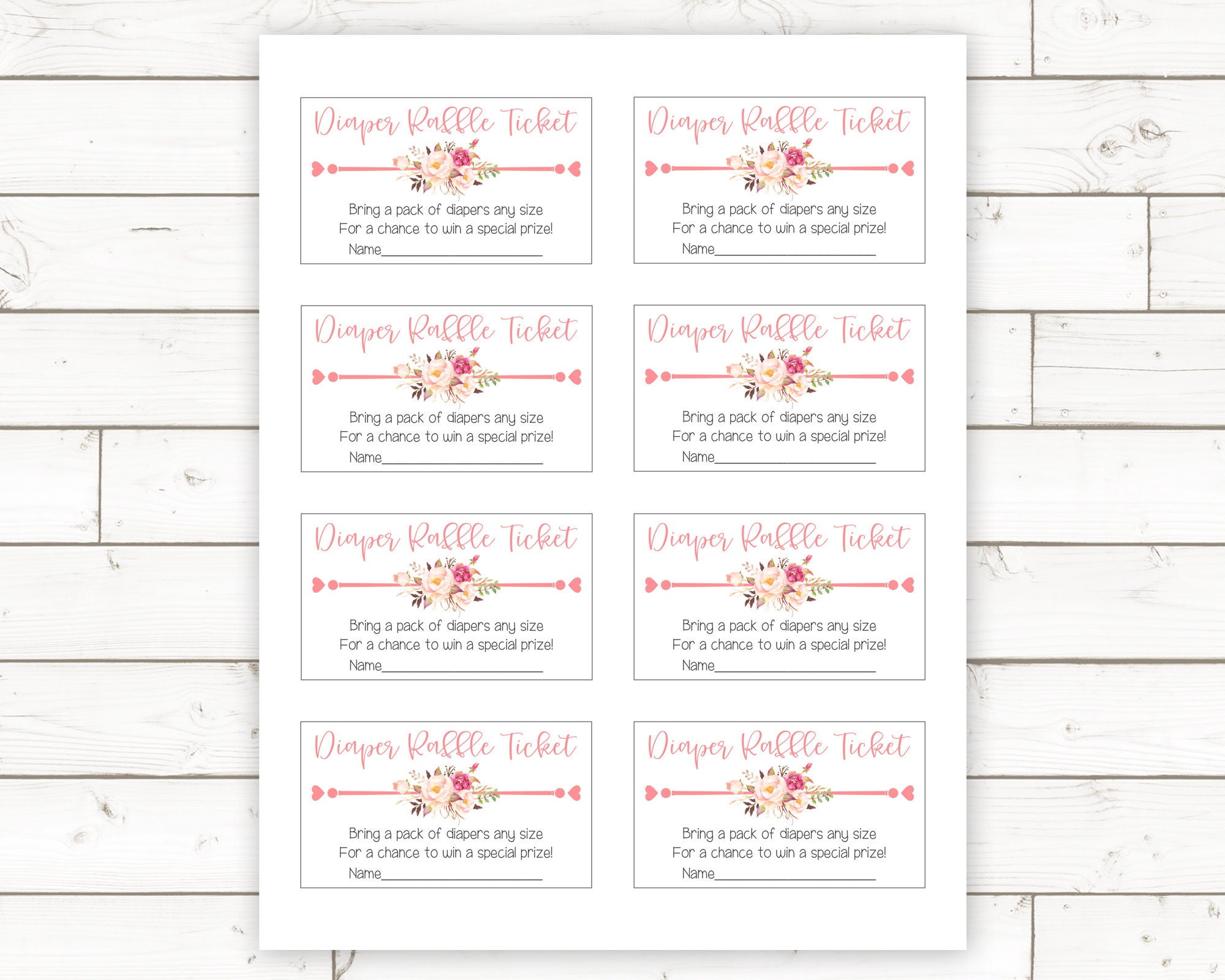 Printable Diaper Raffle Insert Diaper Raffle Sign and Card | Etsy