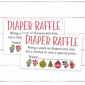 Christmas Diaper Raffle Card, Diaper Raffle Sign, Diaper Raffle Ticket ...