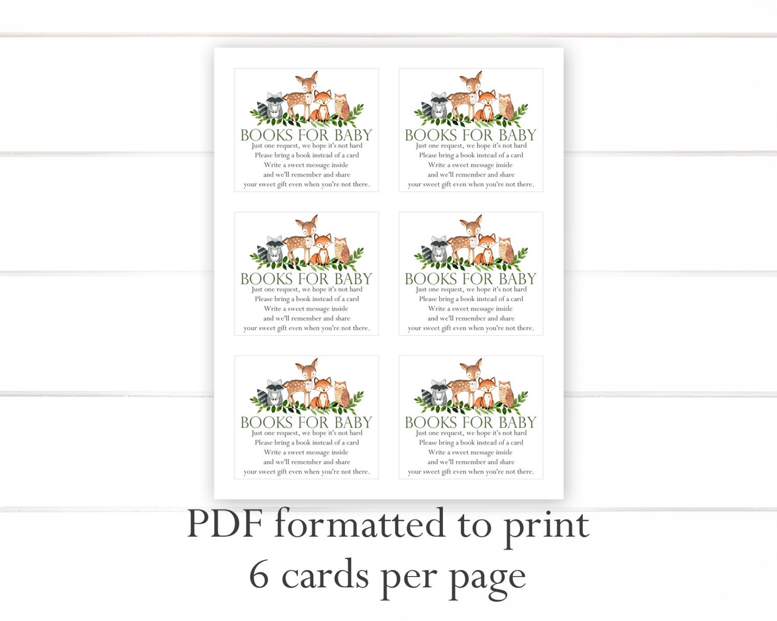 Books for Baby Card Printable Woodland Books for Baby Books - Etsy