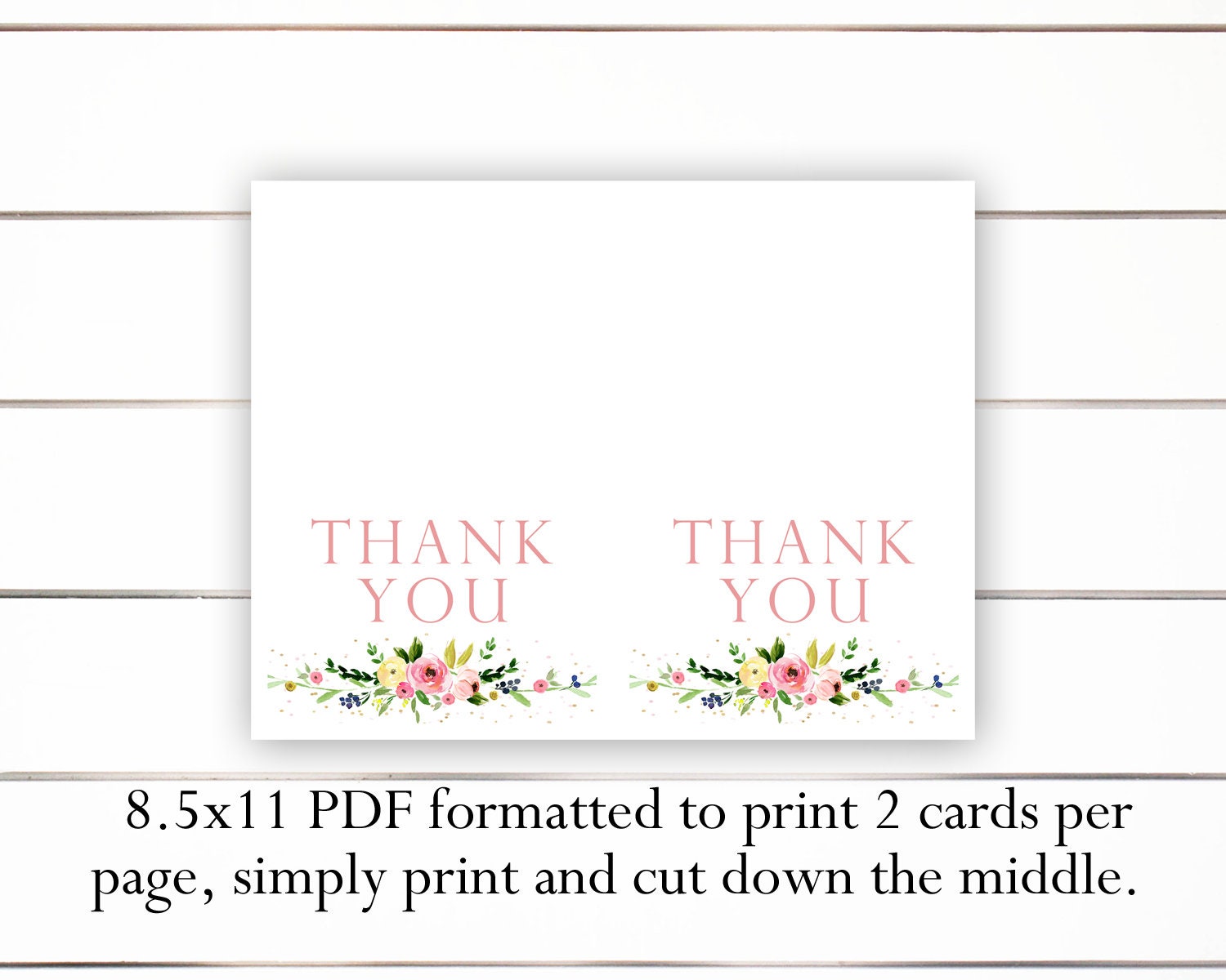 Printable Thank You Card, Baby Shower Thank You Note, Floral Baby ...