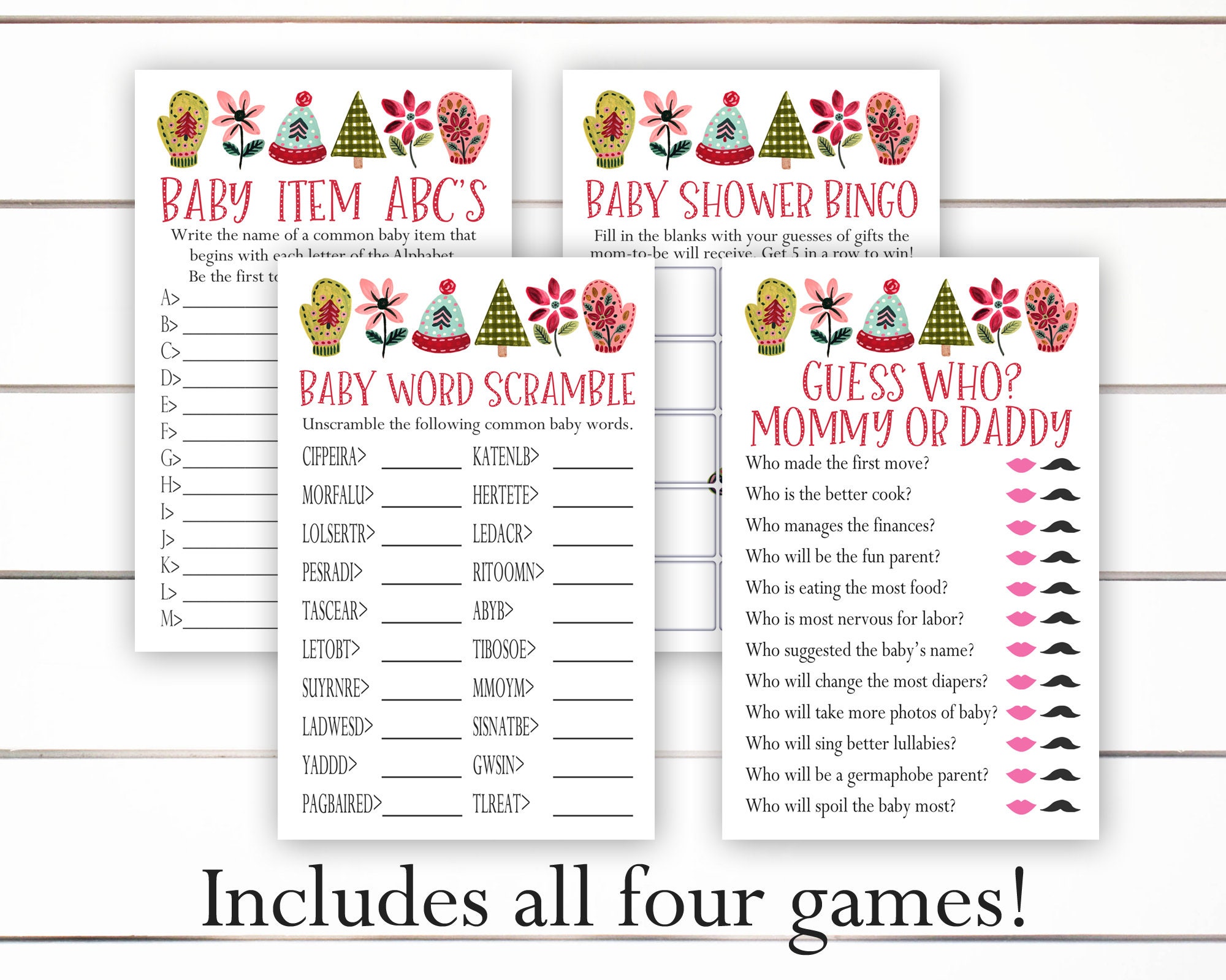 Christmas Baby Shower Games Bundle Printable Baby Shower | Etsy