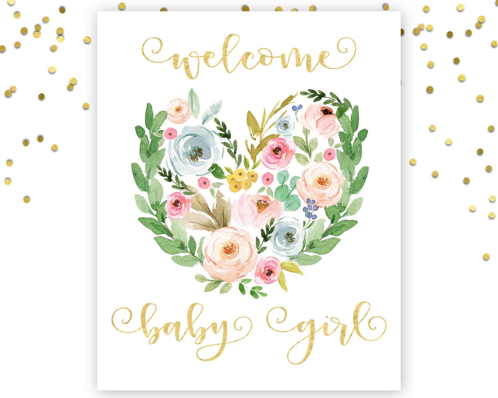 Welcome Baby Girl Sign It's A Girl Baby Shower Sign - Etsy