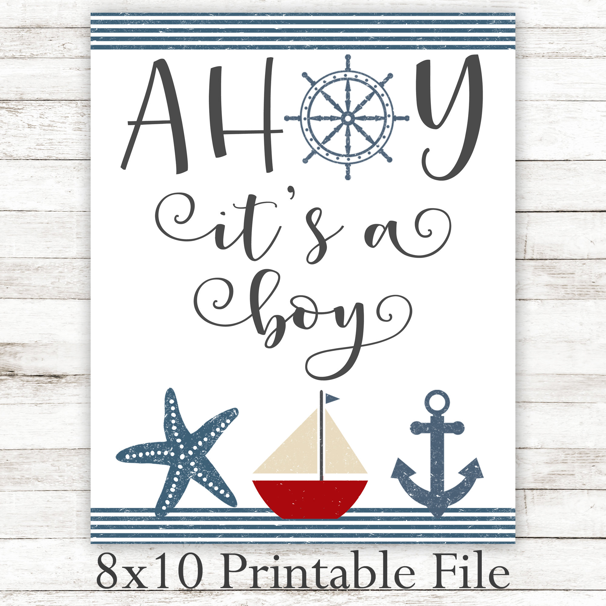 Ahoy It's A Boy Baby Shower Sign, Nautical Baby Shower Sign, Nautical ...