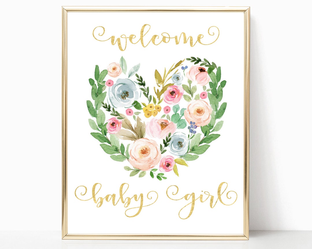 Welcome Baby Girl Sign, It's A Girl Baby Shower Sign, Welcome Baby Girl ...