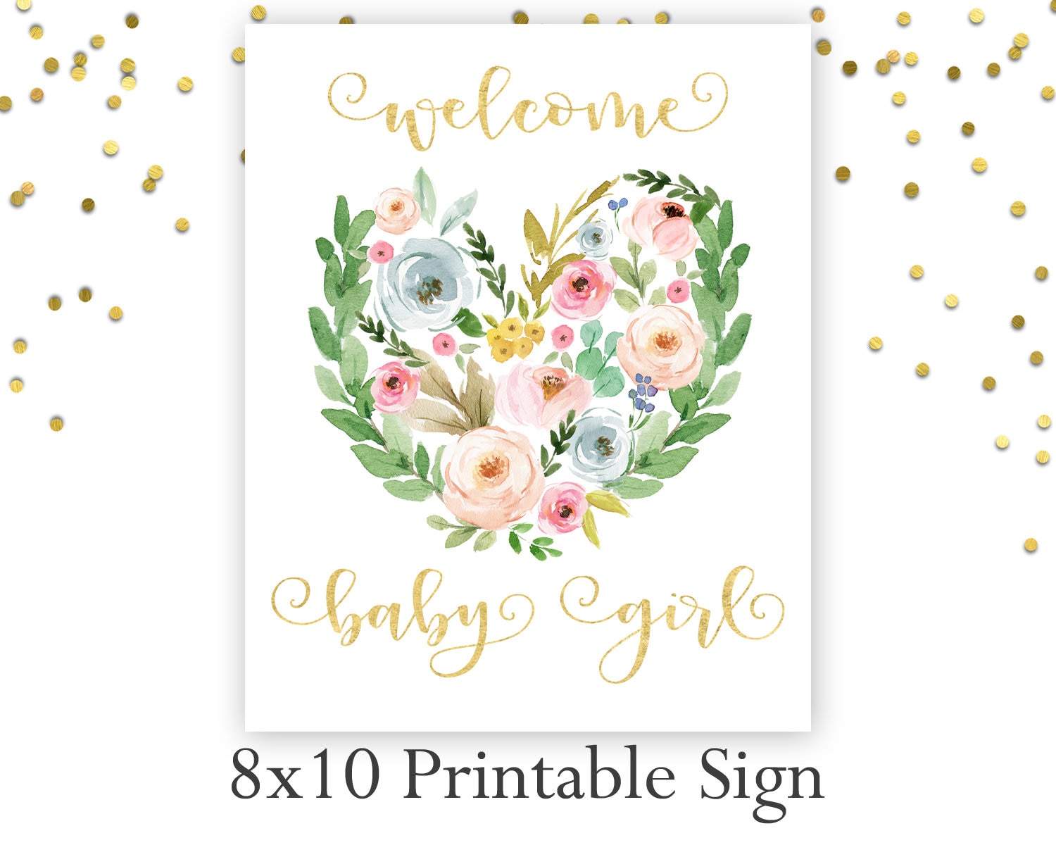 Welcome Baby Girl Sign It's A Girl Baby Shower Sign | Etsy
