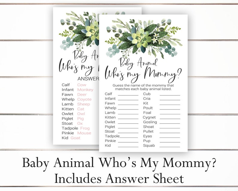Greenery Baby Shower Games Greenery Baby Shower Game Bundle | Etsy