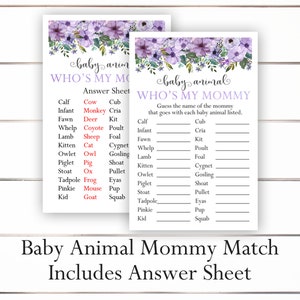 Purple Baby Shower Games, Floral Baby Shower Games, Predictions for ...