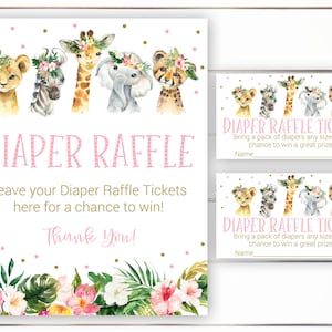 Safari Diaper Raffle, Diaper Raffle Sign, Diaper Raffle Card, Baby ...