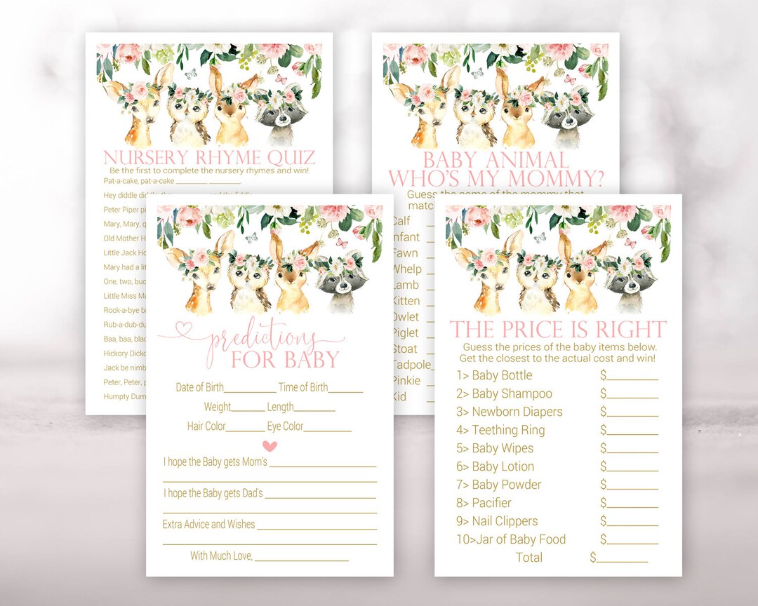 Woodland Baby Shower Games, Printable Baby Shower Games, the Price is ...