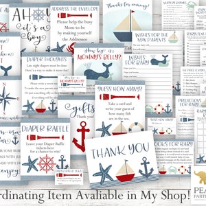 Nautical Thank You Card, Thank You Card Printable, Baby Shower Thank ...