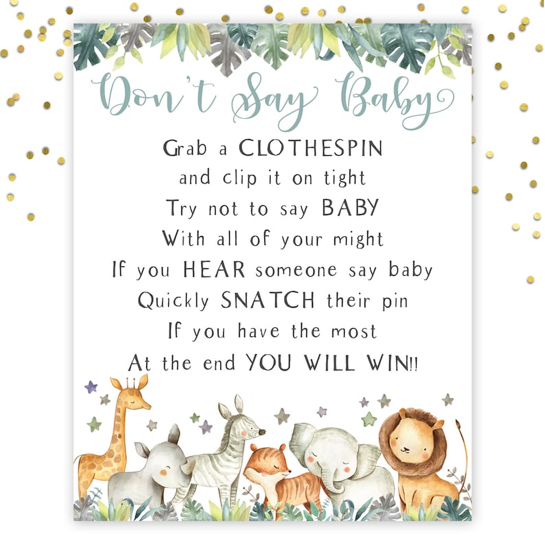 Don't Say Baby Game Baby Shower Clothespin Game Safari | Etsy Don't Say Baby Game Baby Shower Clothespin Game Safari | Etsy
