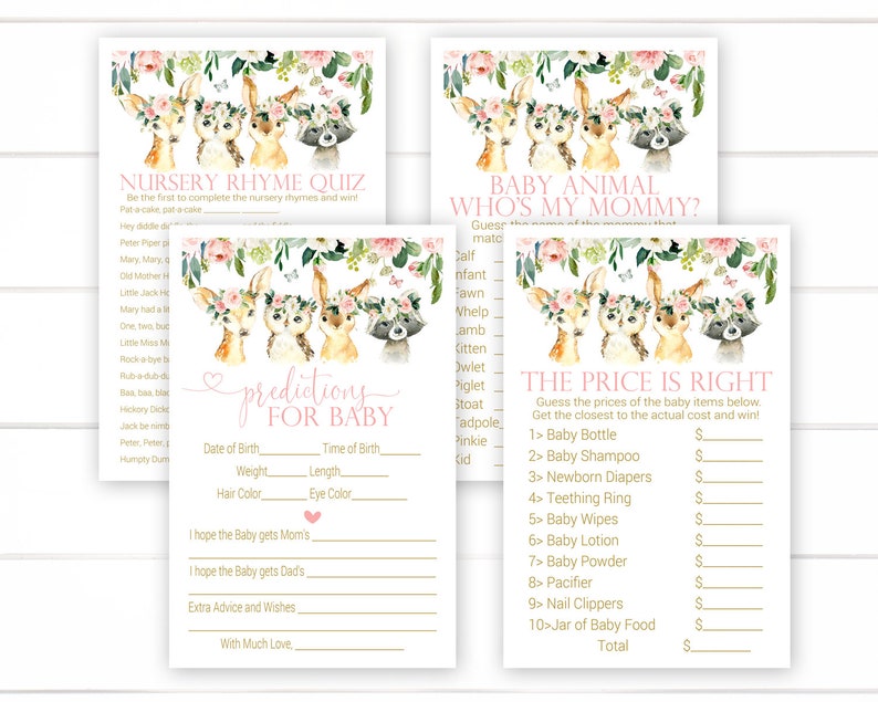 Woodland Baby Shower Games, Printable Baby Shower Games, the Price is ...
