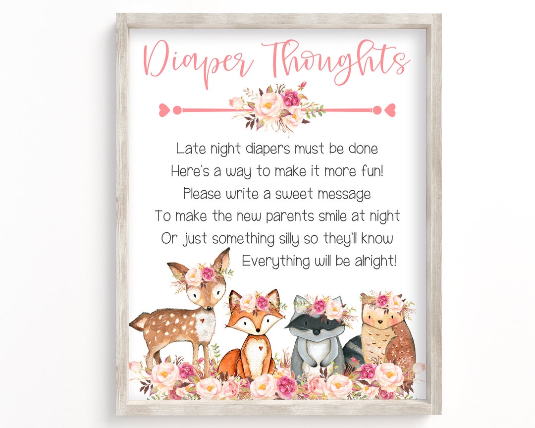 Baby Shower Diaper Thoughts Printable, Late Night Diapers Game, Late ...