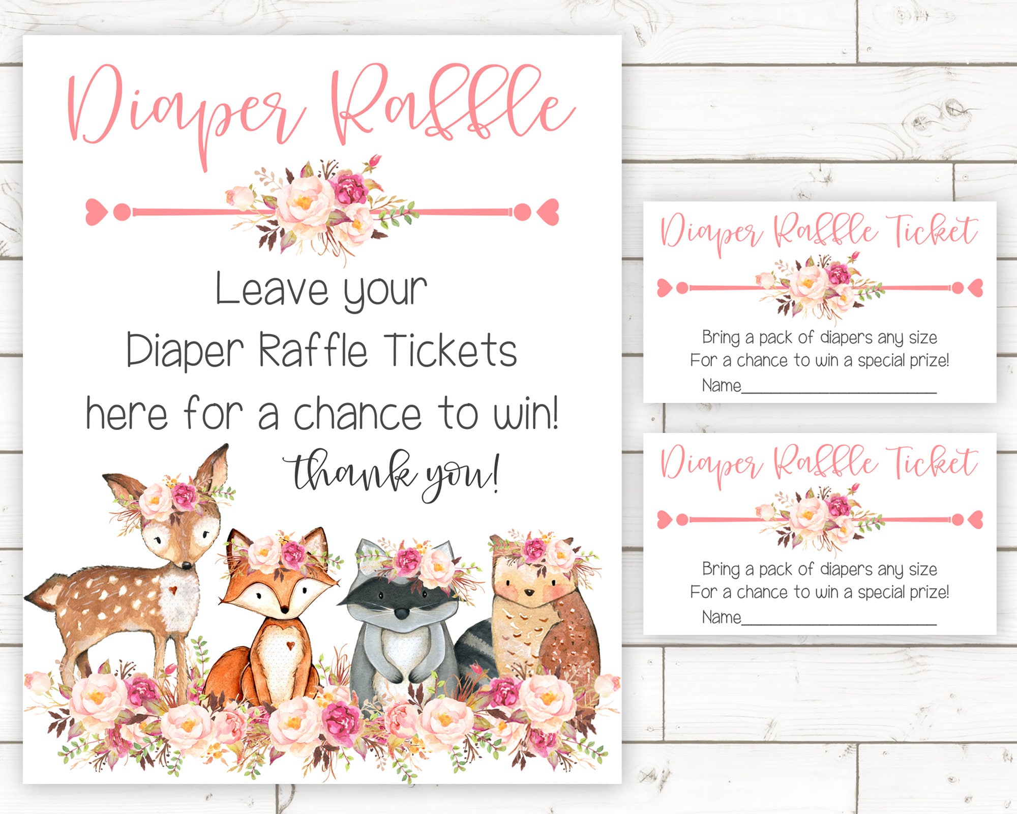 Printable Diaper Raffle Insert Diaper Raffle Sign and Card | Etsy