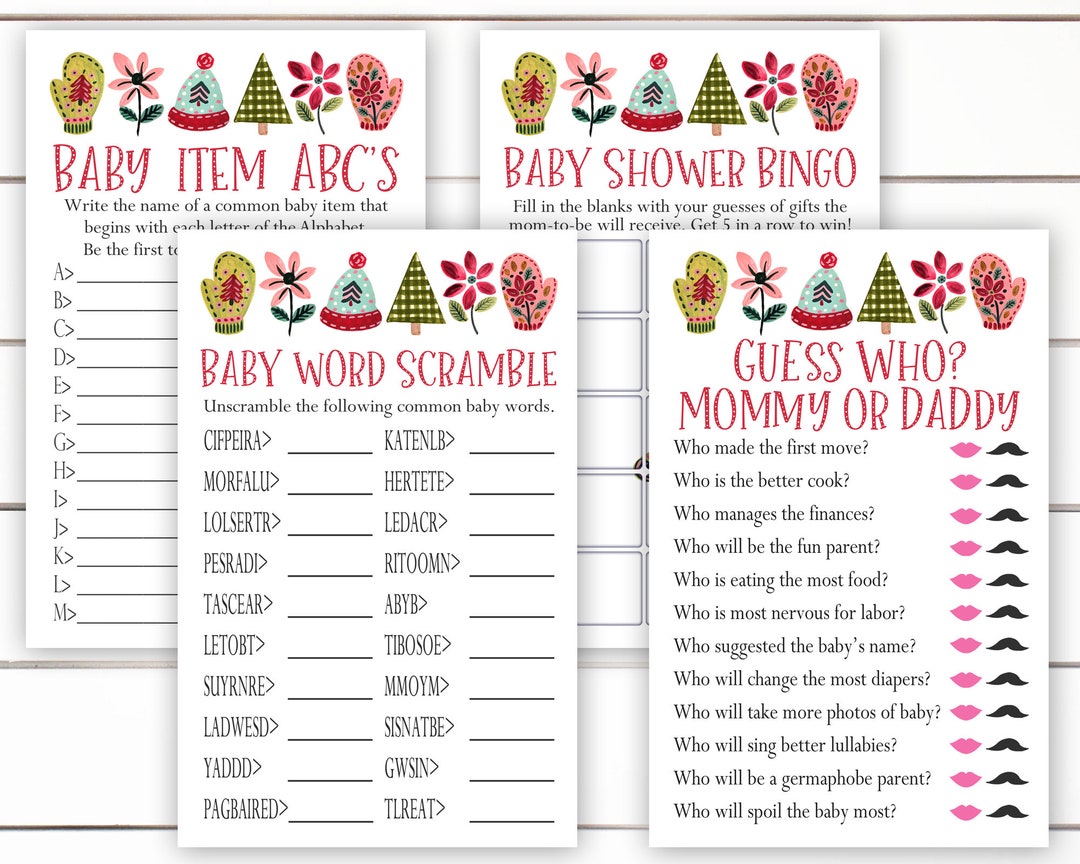 Christmas Baby Shower Games Bundle, Printable Baby Shower Games, Winter ...