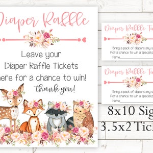 Printable Diaper Raffle Insert, Diaper Raffle Sign and Card, Floral ...