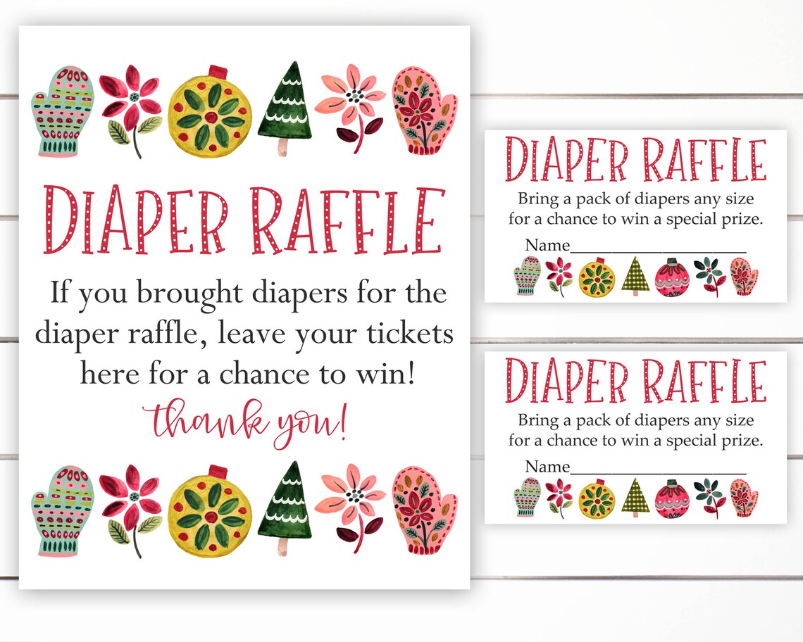 Christmas Diaper Raffle Card Diaper Raffle Sign Diaper - Etsy