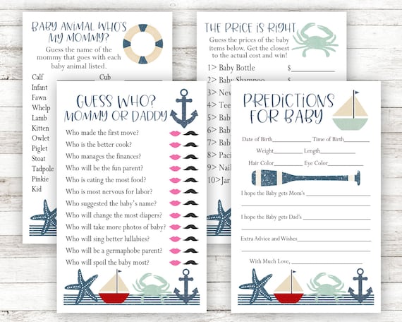 Nautical Theme Baby Shower Games Printable Nautical Baby Shower Games