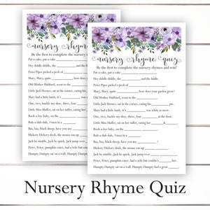 Purple Baby Shower Games, Floral Baby Shower Games, Predictions for ...