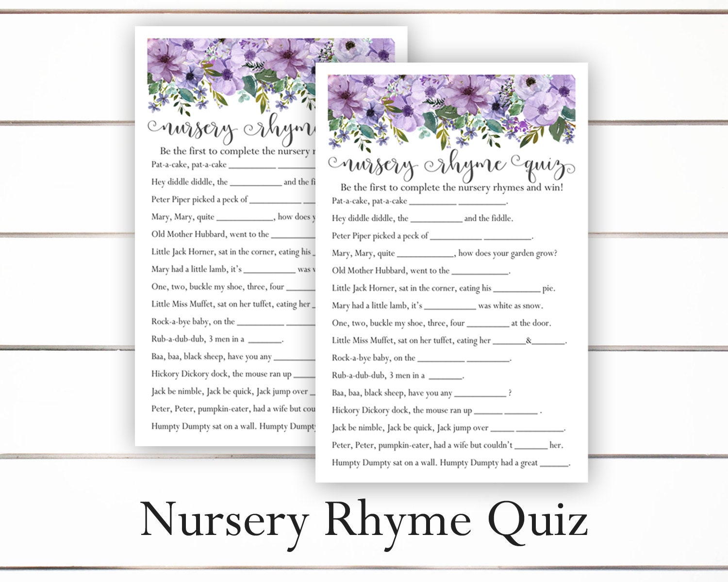 Purple Baby Shower Games Floral Baby Shower Games | Etsy