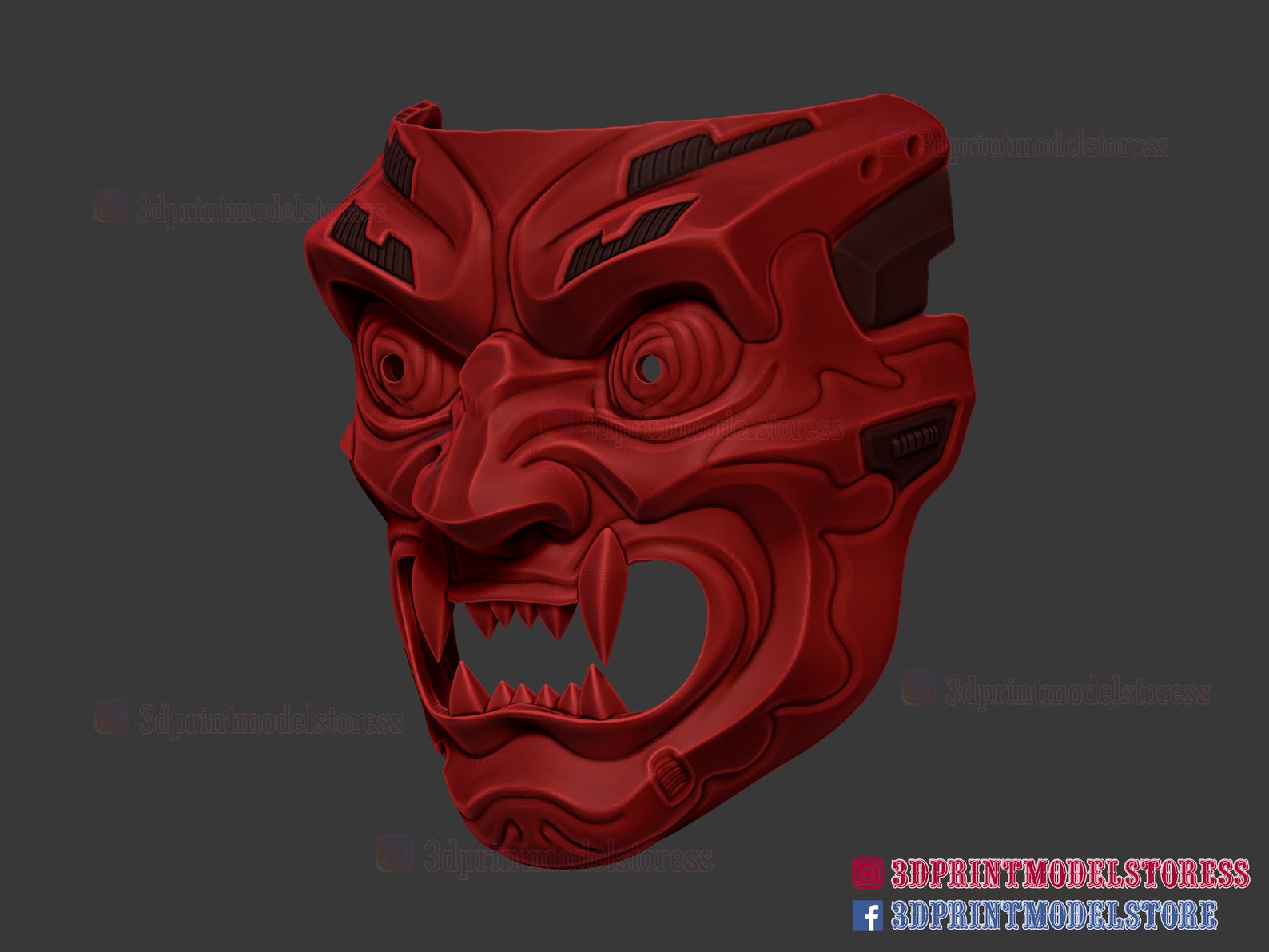 Cyborg Oni Mask Japanese Kitsune Demon Cosplay Helmet 3D - Etsy