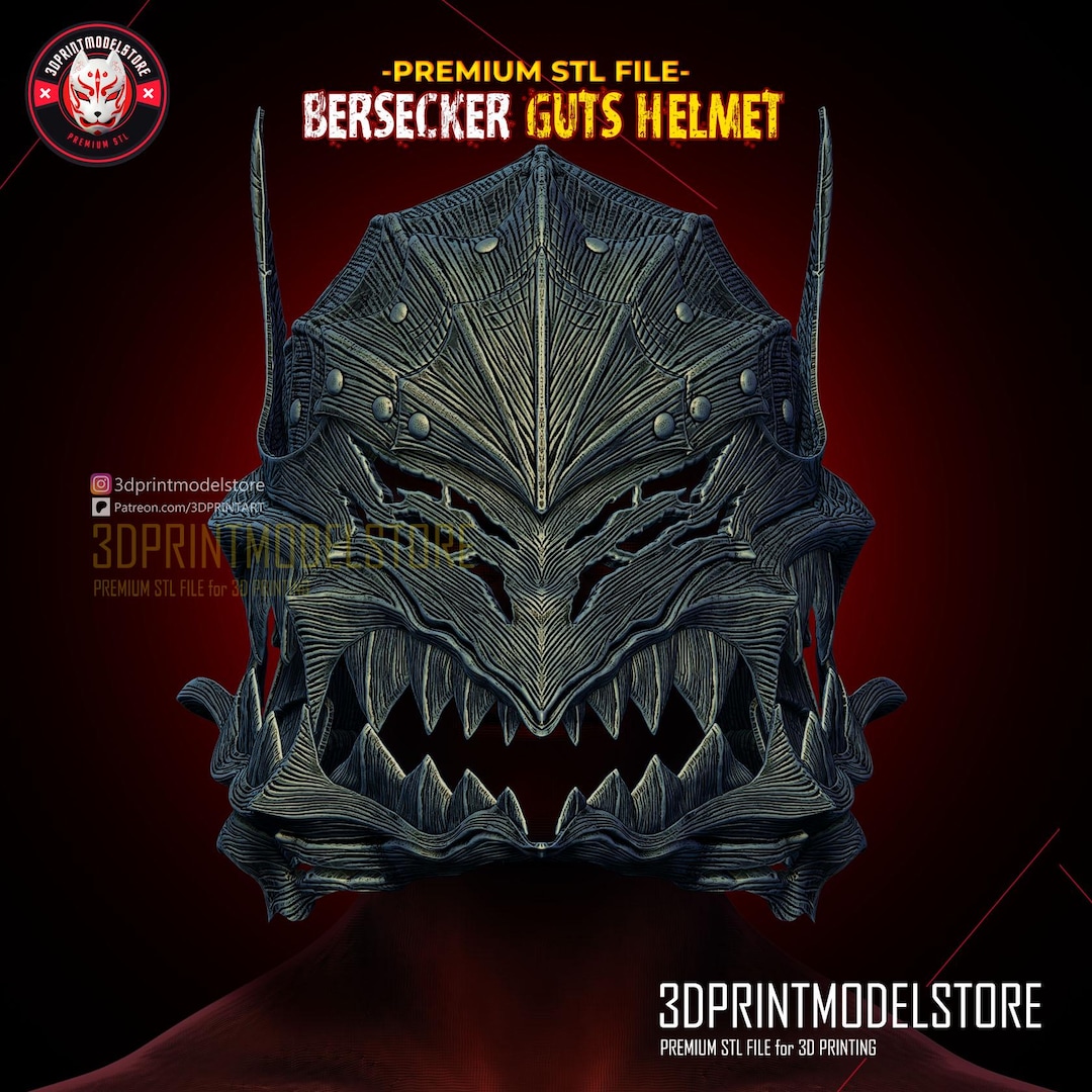 Berserk Berserker Guts Cosplay Helmet - Halloween Mask - 3D Print Model ...