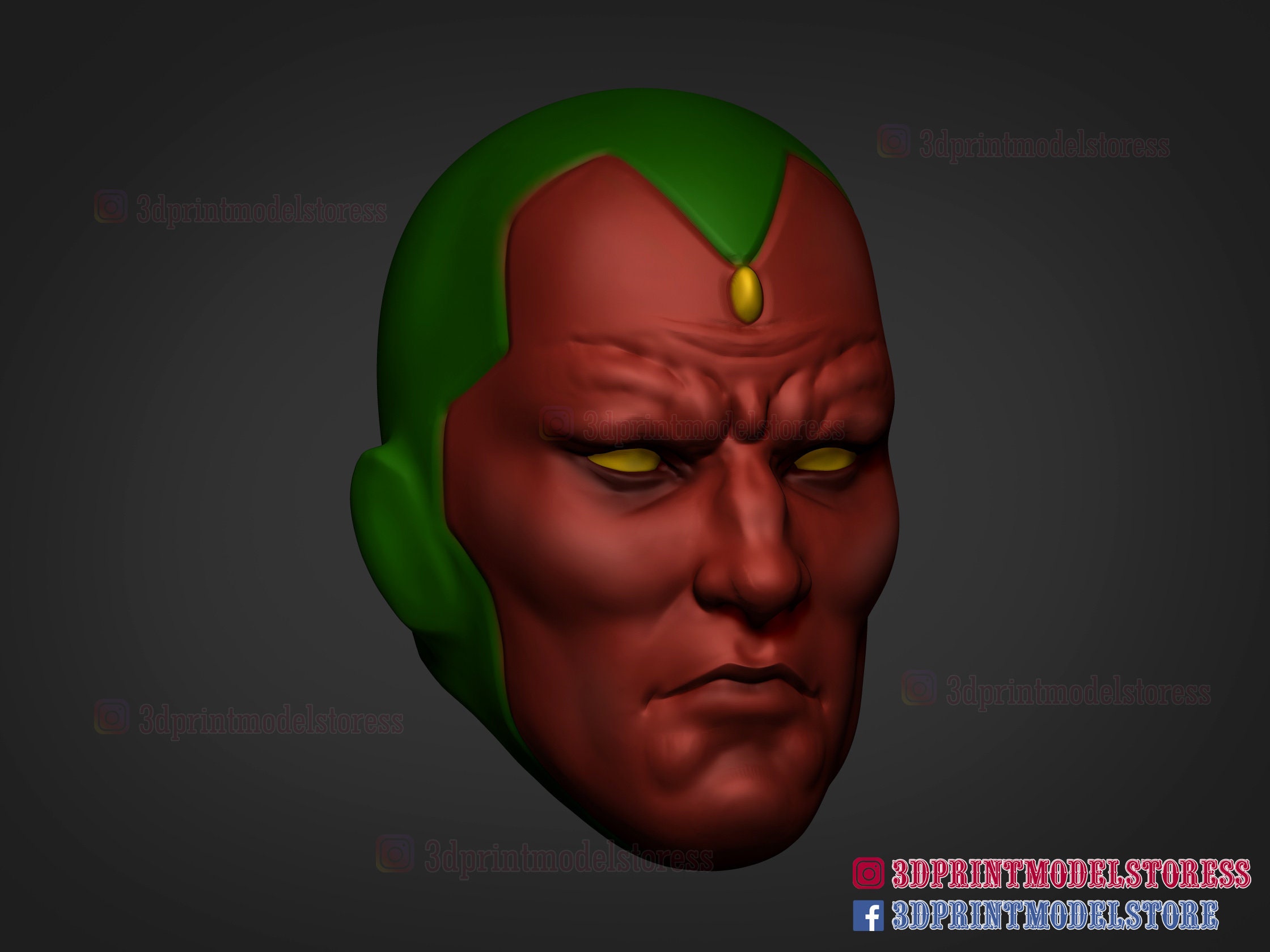 Marvel Kostüm Vision Head Sculpt 3D Druck Modell Custom - Etsy.de