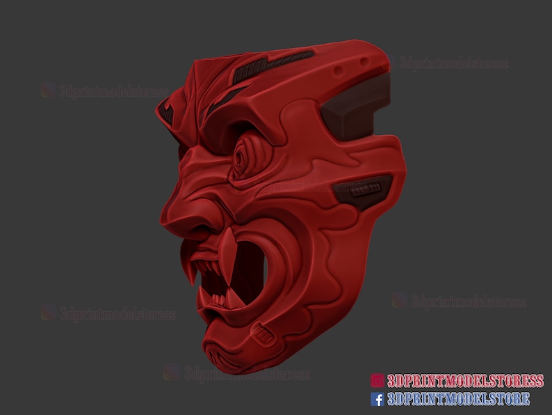 Cyborg Oni Mask Japanese Kitsune Demon Cosplay Helmet 3D - Etsy