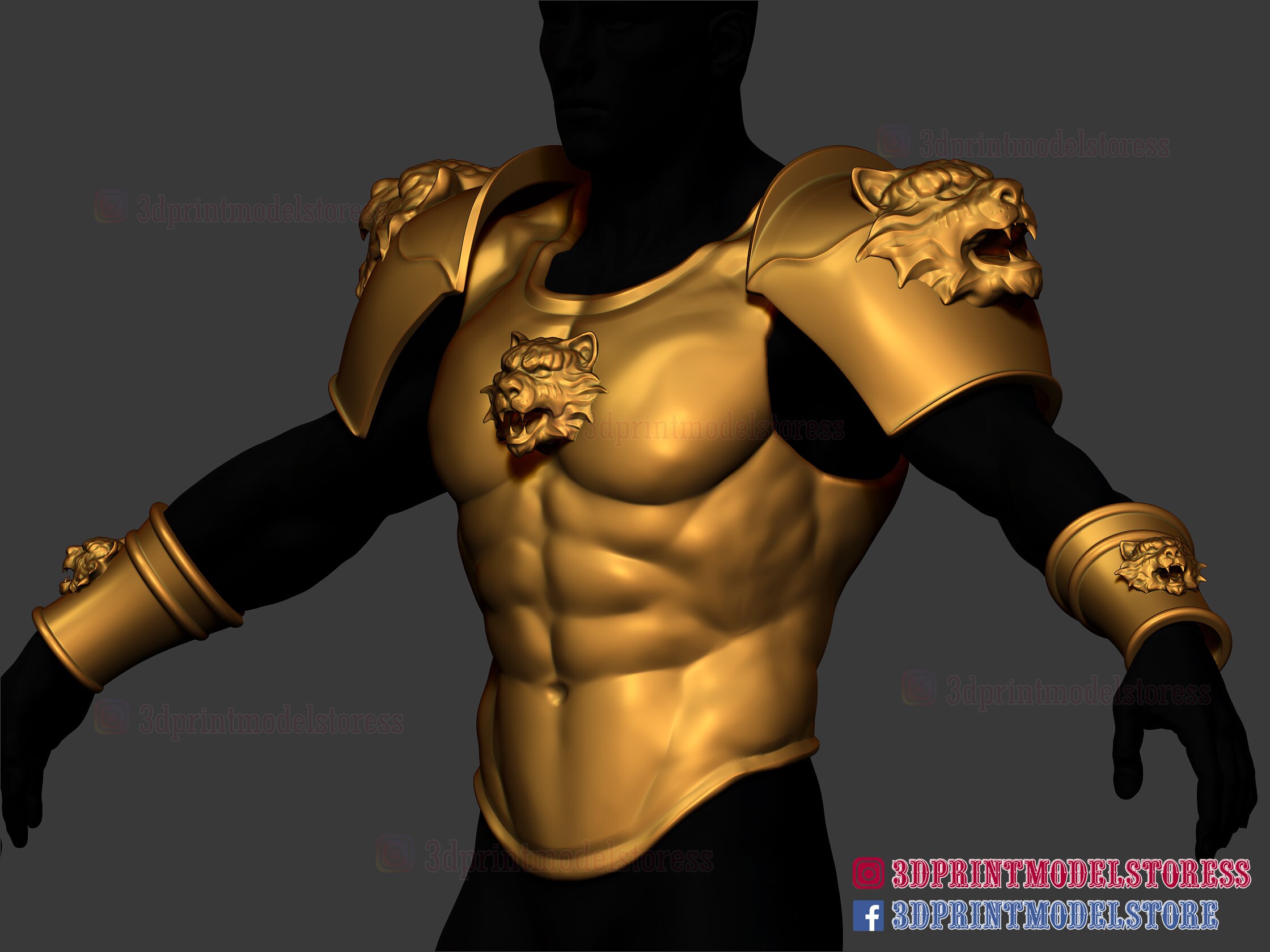 3d Print File Cosplay Larp Armor Set Classical Tiger Roman - Etsy